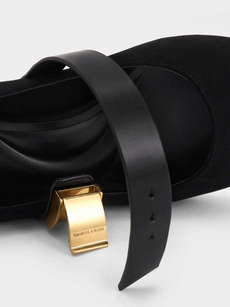 Yvette イヴェット メタリックアクセントメリージェーンパンプス - ブラックテクスチャード | CHARLES & KEITH ...