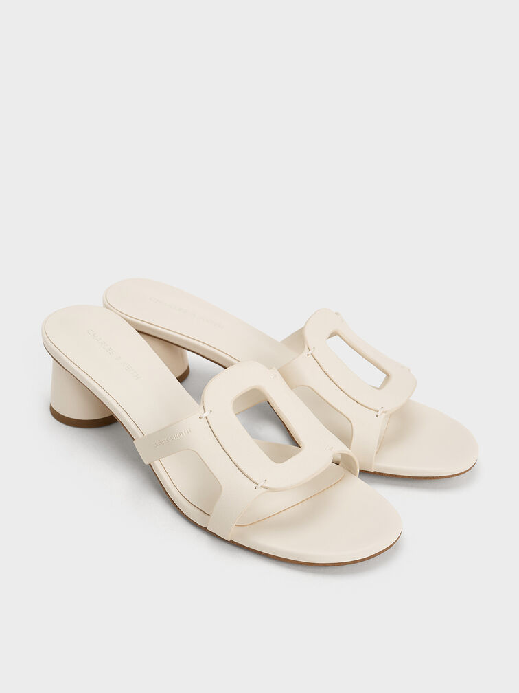 Easly イーズリー クロックエフェクトカットアウトヒールサンダル - チョーク | CHARLES & KEITH (チャールズアンド ...