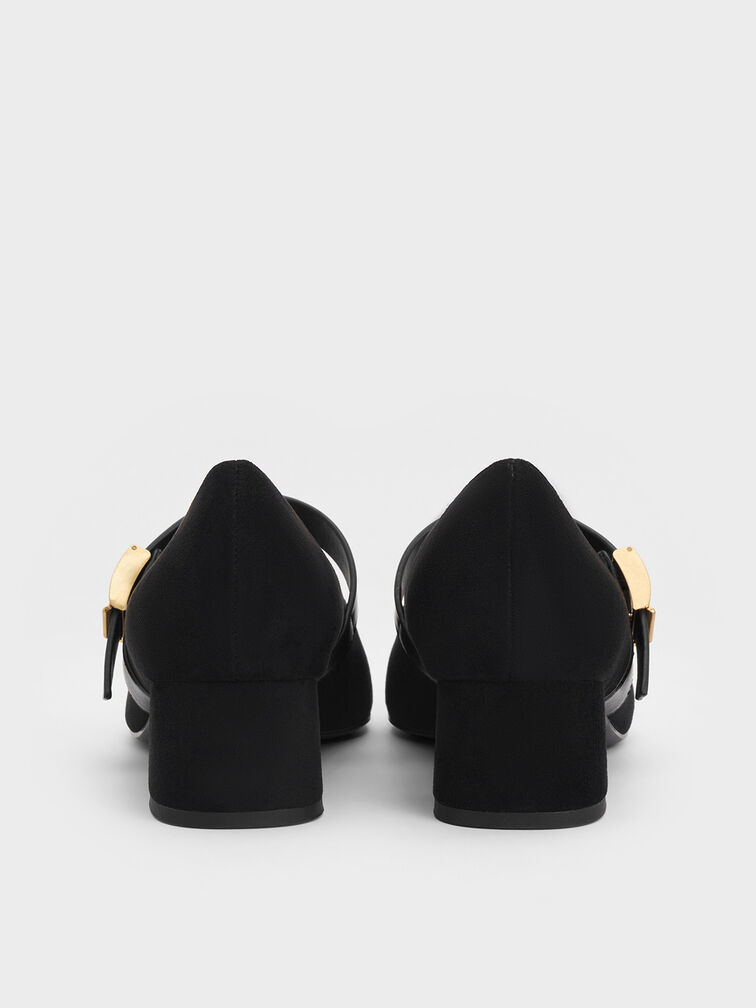 Yvette イヴェット メタリックアクセントメリージェーンパンプス - ブラックテクスチャード | CHARLES & KEITH ...