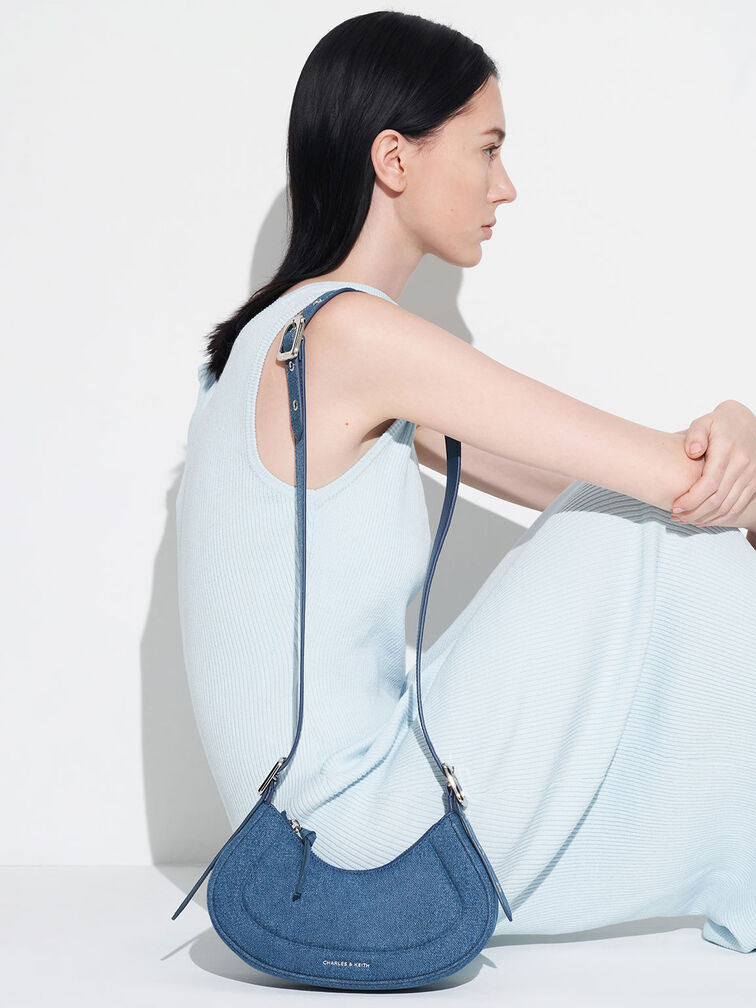 Petra ペトラ デニムカーブショルダーバッグ - デニムブルー | CHARLES & KEITH (チャールズアンドキース) 公式通販