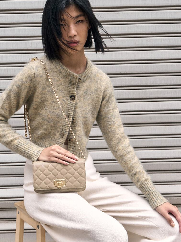 Cressida クレシダ キルトプッシュロッククラッチ - トープ | CHARLES & KEITH (チャールズアンドキース) 公式通販