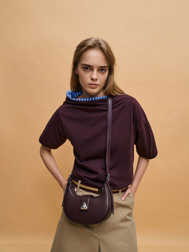 トライアングルバックル ベルトショルダーバッグ - プラム | CHARLES & KEITH (チャールズアンドキース) 公式通販