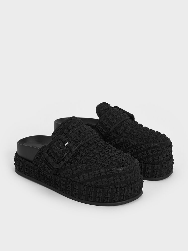 Loren ローレン テキスチャープラットフォームミュール - ブラックテクスチャード | CHARLES & KEITH (チャールズアンド ...