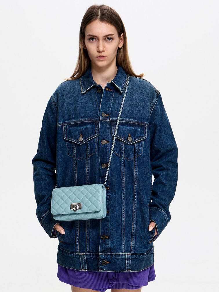 Cressida クレシダ キルトプッシュロッククラッチ - スレートブルー | CHARLES & KEITH (チャールズアンドキース) 公式通販