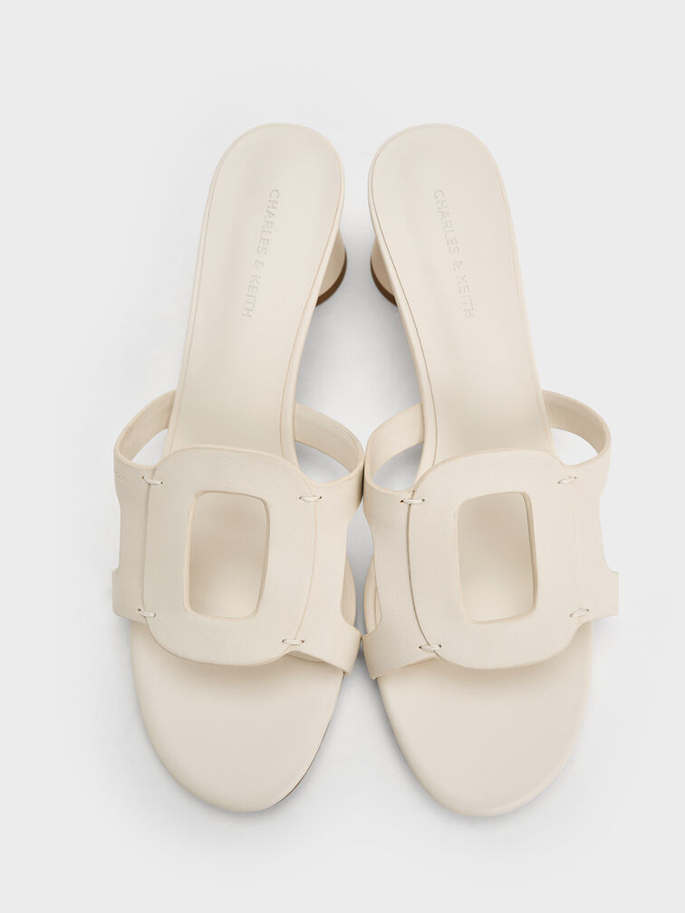 Easly イーズリー クロックエフェクトカットアウトヒールサンダル - チョーク | CHARLES & KEITH (チャールズアンド ...