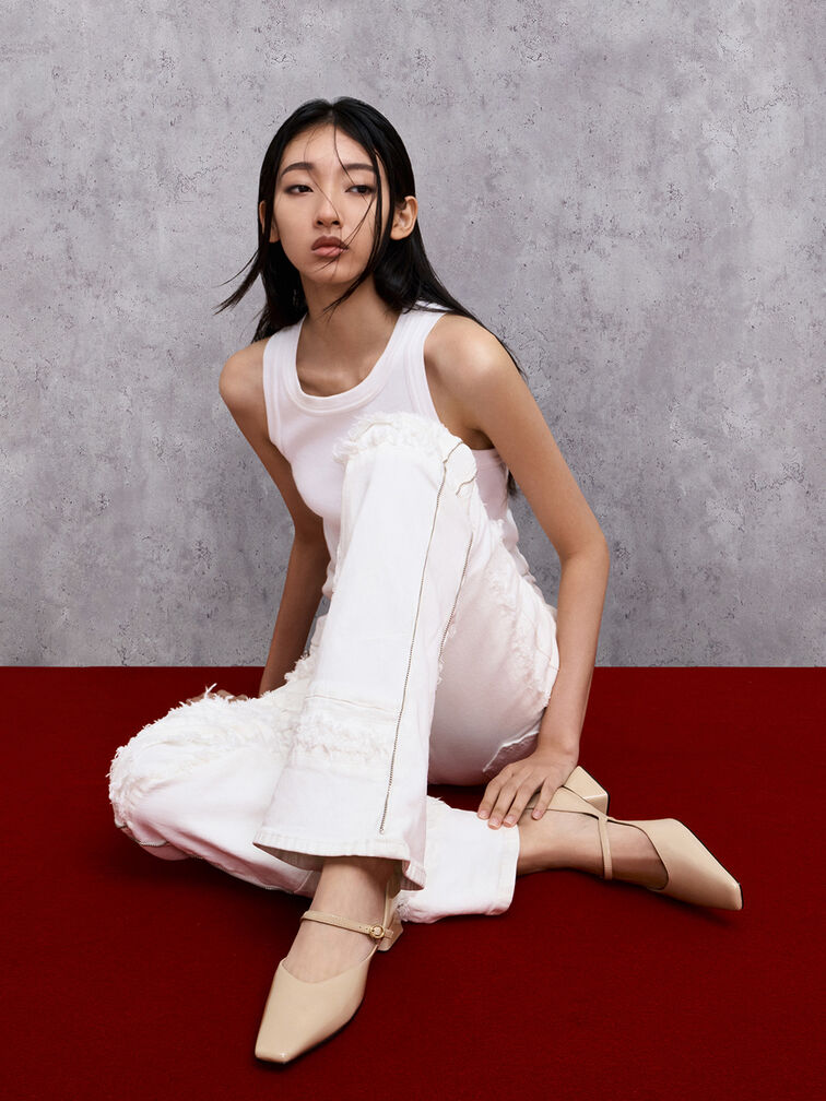 テーパード スクエアトゥメリージェーン - ヌード | CHARLES & KEITH (チャールズアンドキース) 公式通販