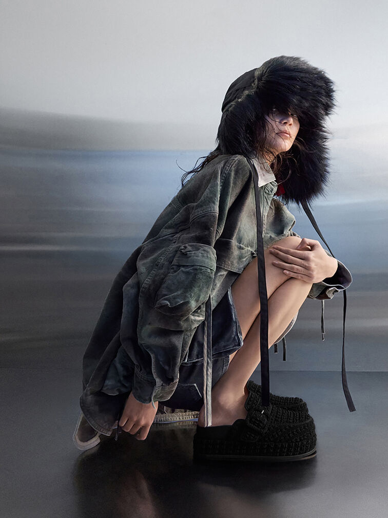 Loren ローレン テキスチャープラットフォームミュール - ブラックテクスチャード | CHARLES & KEITH (チャールズアンド ...