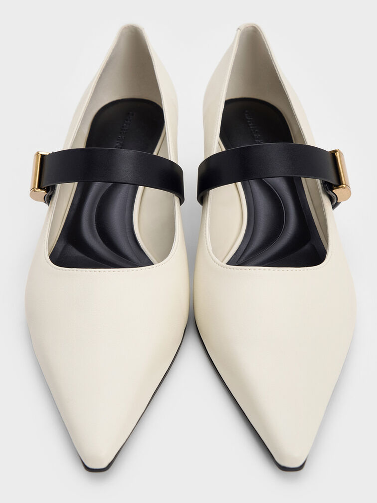 Yvette イヴェット メタリックアクセントメリージェーンパンプス - Chalk | CHARLES & KEITH (チャールズアンド ...