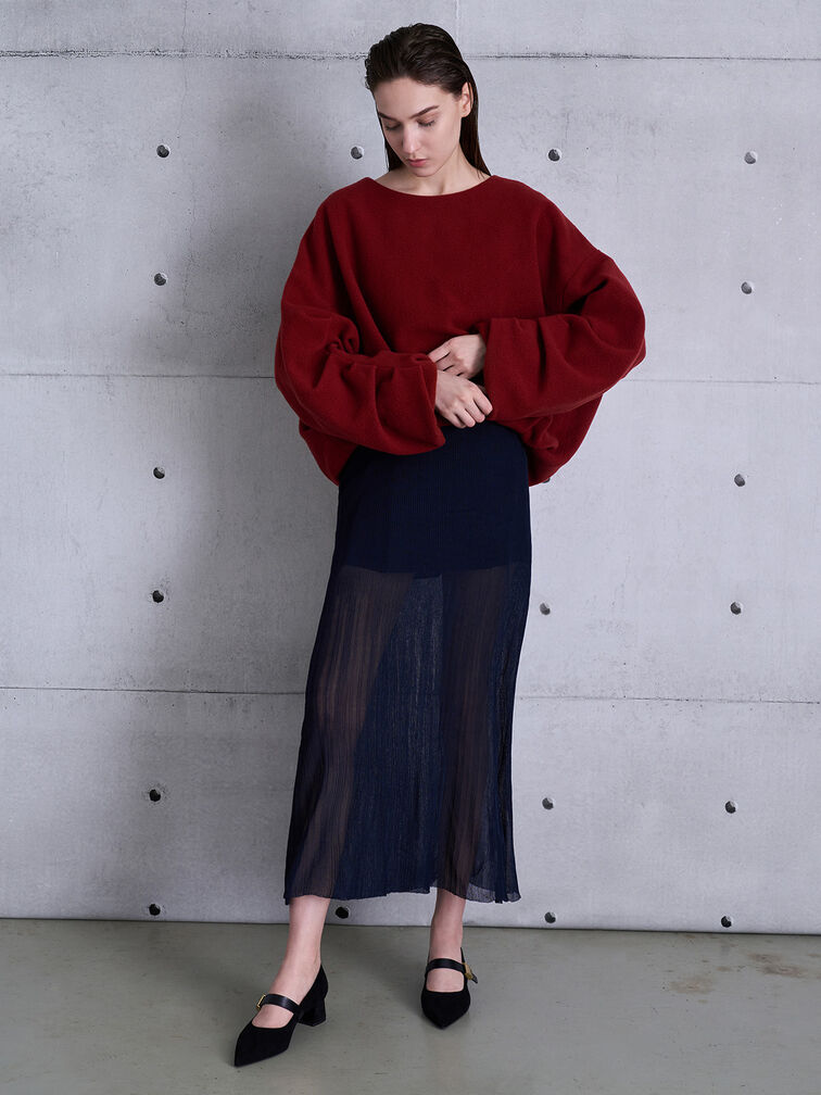 Yvette イヴェット メタリックアクセントメリージェーンパンプス - ブラックテクスチャード | CHARLES & KEITH ...